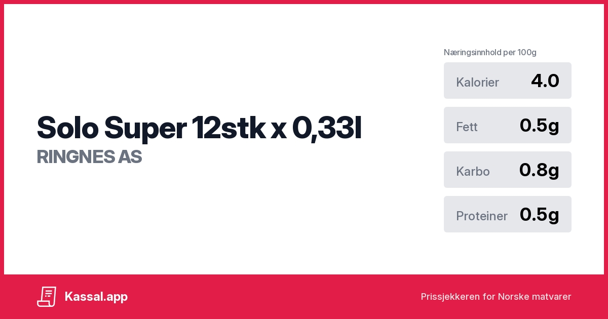 Solo Super 12stk x 0,33l - Kassalapp®