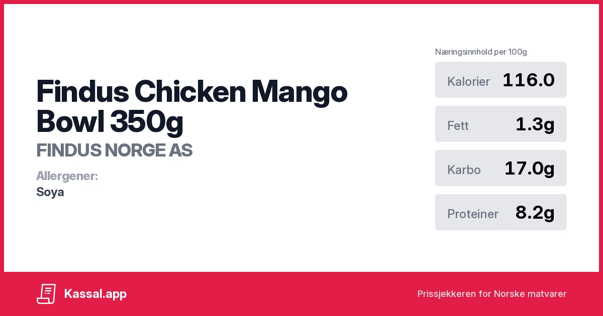 Findus Chicken Mango Bowl 350g - Kassalapp®