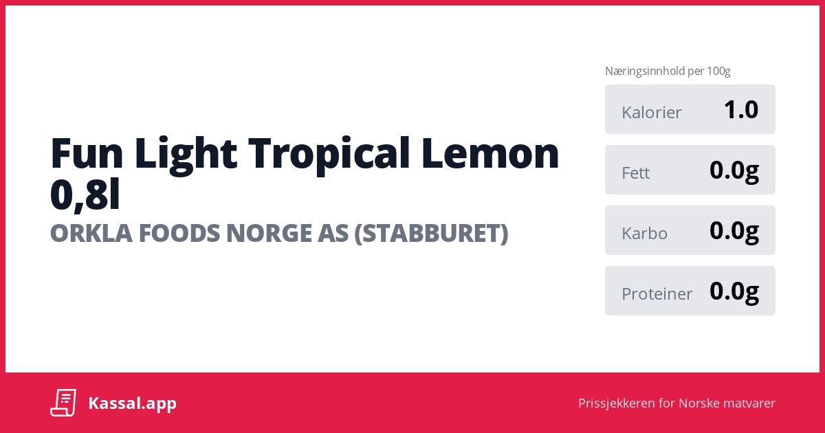 Fun Light Tropical Lemon 0,8l - Kassalapp®