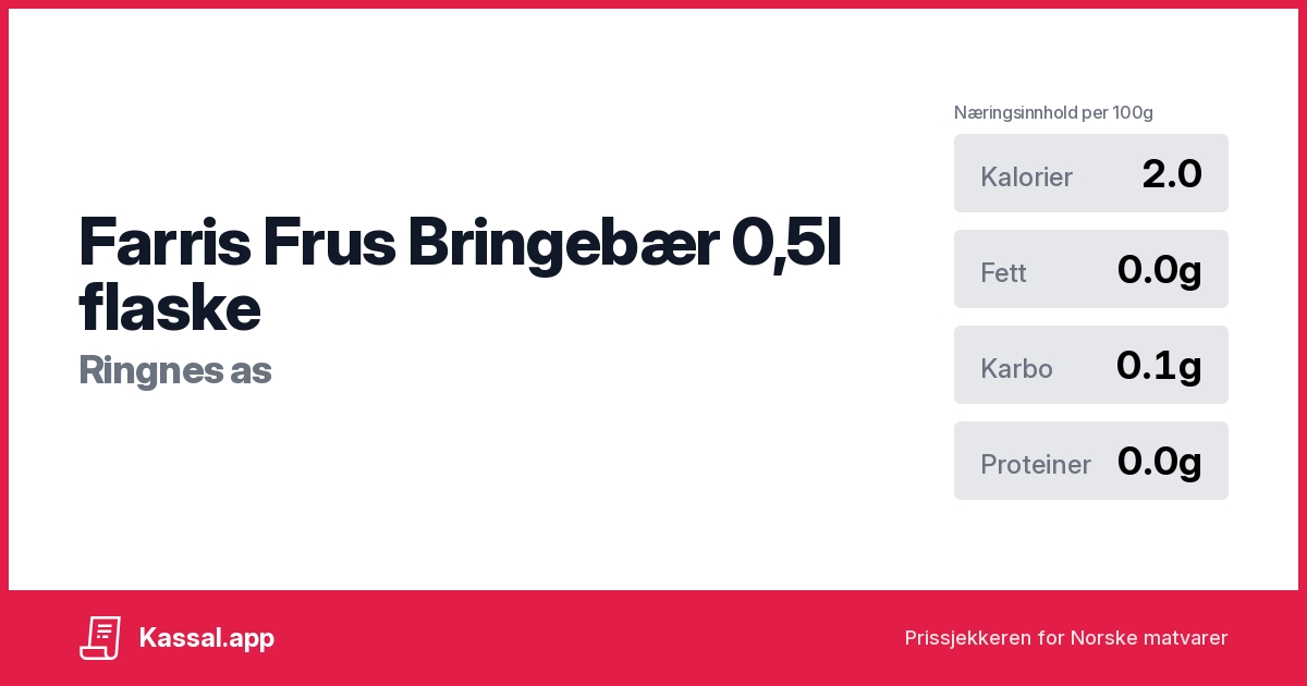 Farris Frus Bringebær 0,5l flaske - Kassalapp®