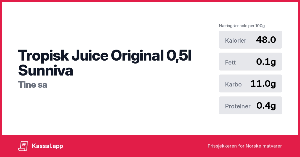 Tropisk Juice Original 0,5l Sunniva - Kassalapp®