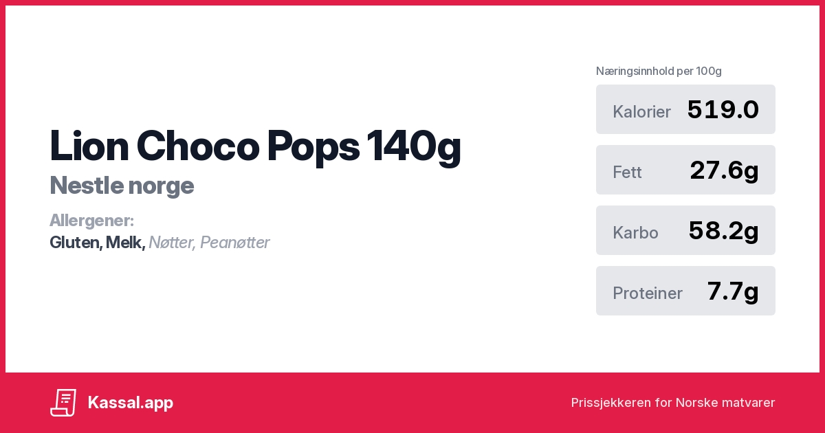 Lion Choco Pops 140g - Kassalapp®