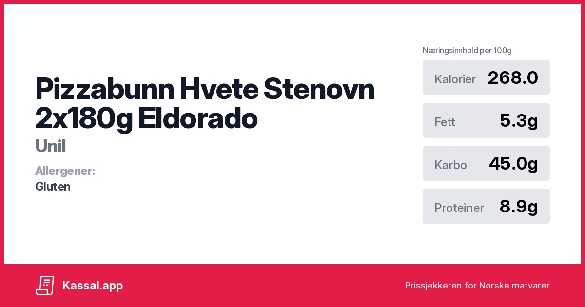 Pizzabunn Hvete Stenovn 2x180g Eldorado - Kassalapp®