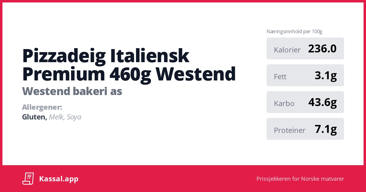 Pizzadeig Italiensk Premium 460g Westend - Kassalapp®