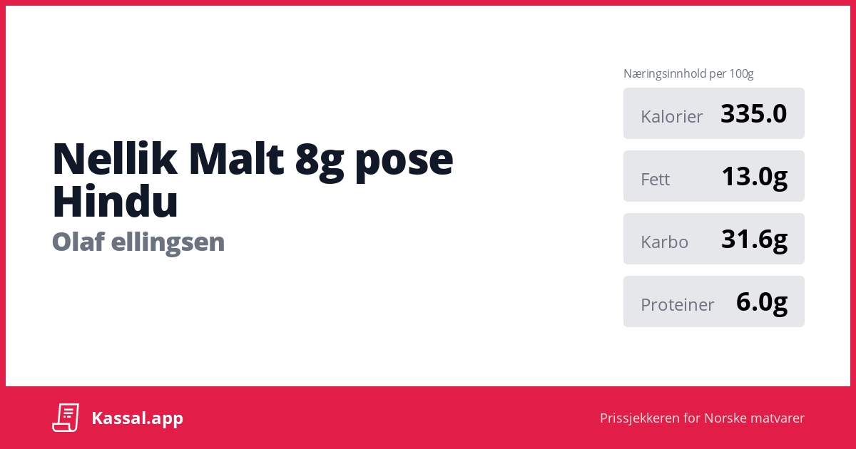 Nellik Malt 8g pose Hindu - Kassalapp®