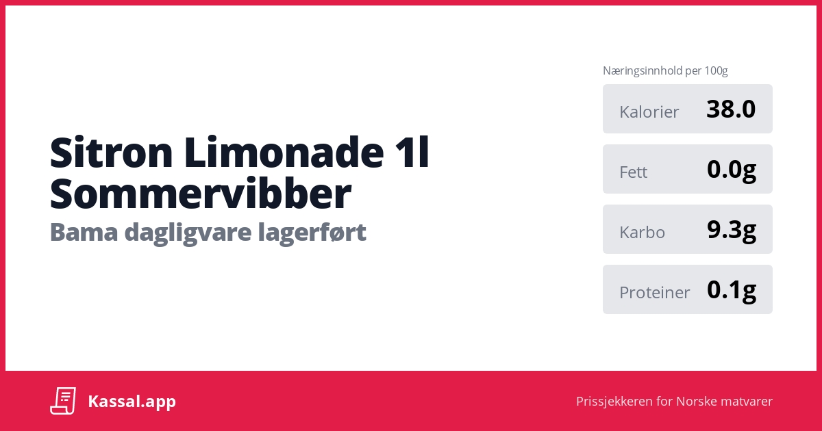 Sitron Limonade 1l Sommervibber - Kassalapp®