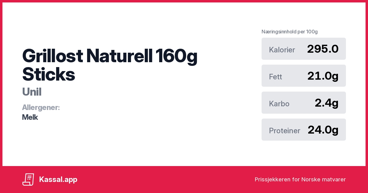Grillost Naturell 160g Sticks - Kassalapp®