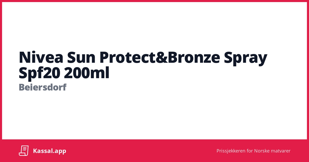 Nivea Sun Protect&Bronze Spray Spf20 200ml - Kassalapp®