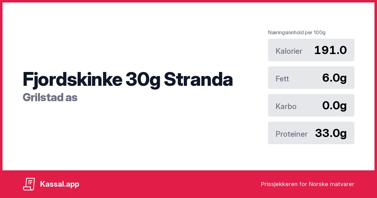 Fjordskinke 30g Stranda - Kassalapp®