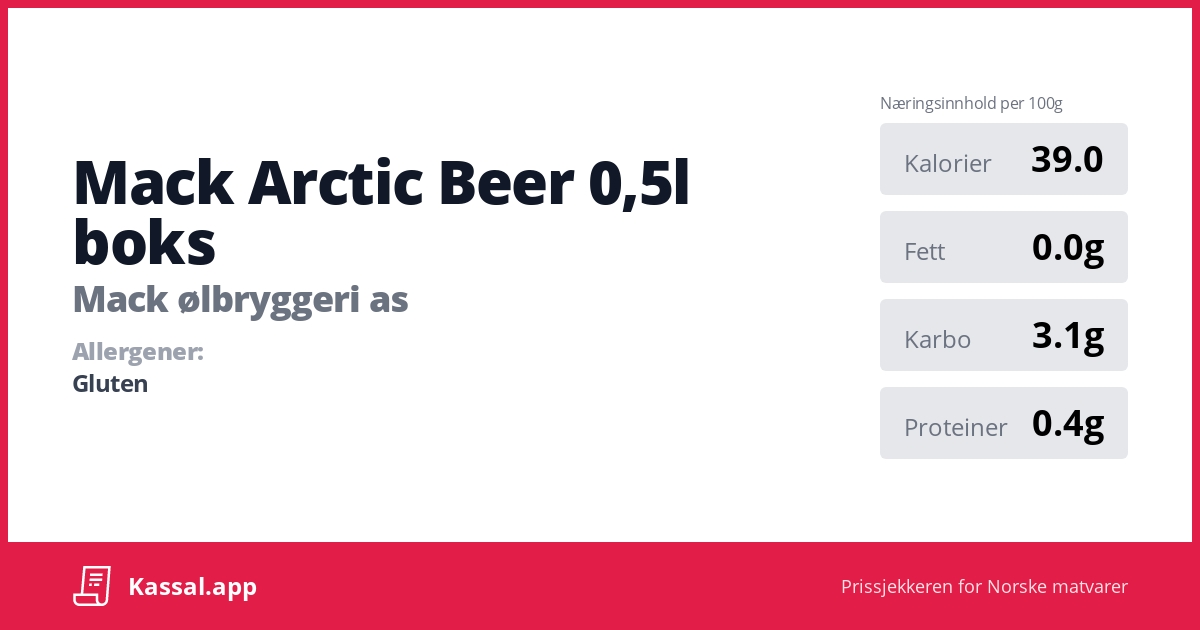 Mack Arctic Beer 0,5l boks - Kassalapp®