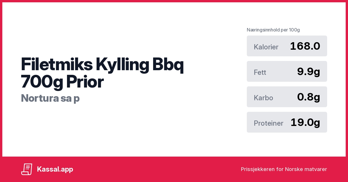 Filetmiks Kylling Bbq 700g Prior - Kassalapp®