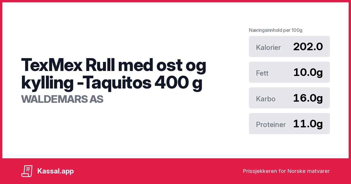 TexMex Rull med ost og kylling -Taquitos 400 g - Kassalapp®