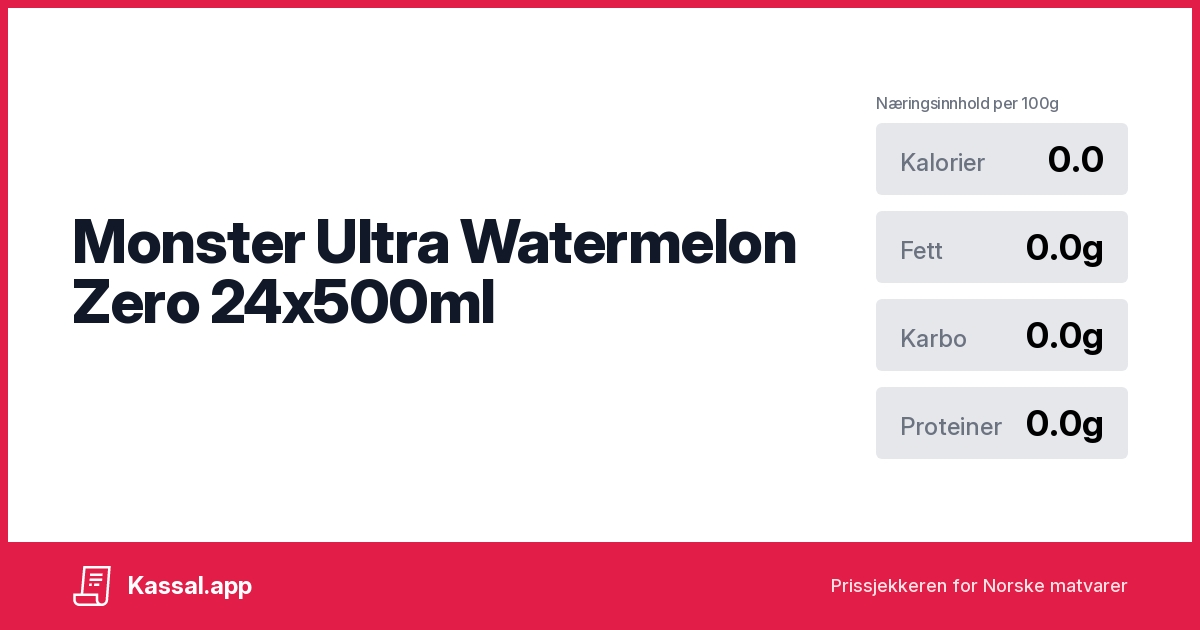 Monster Ultra Watermelon Zero 24x500ml - Kassalapp®