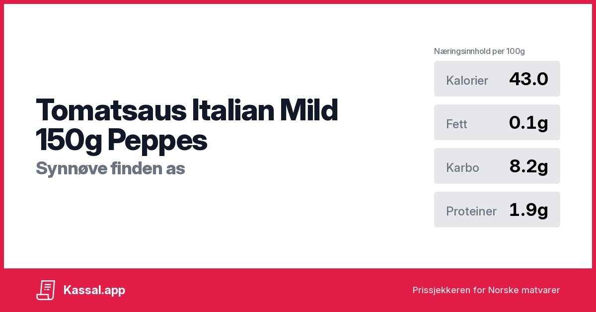 Tomatsaus Italian Mild 150g Peppes - Kassalapp®