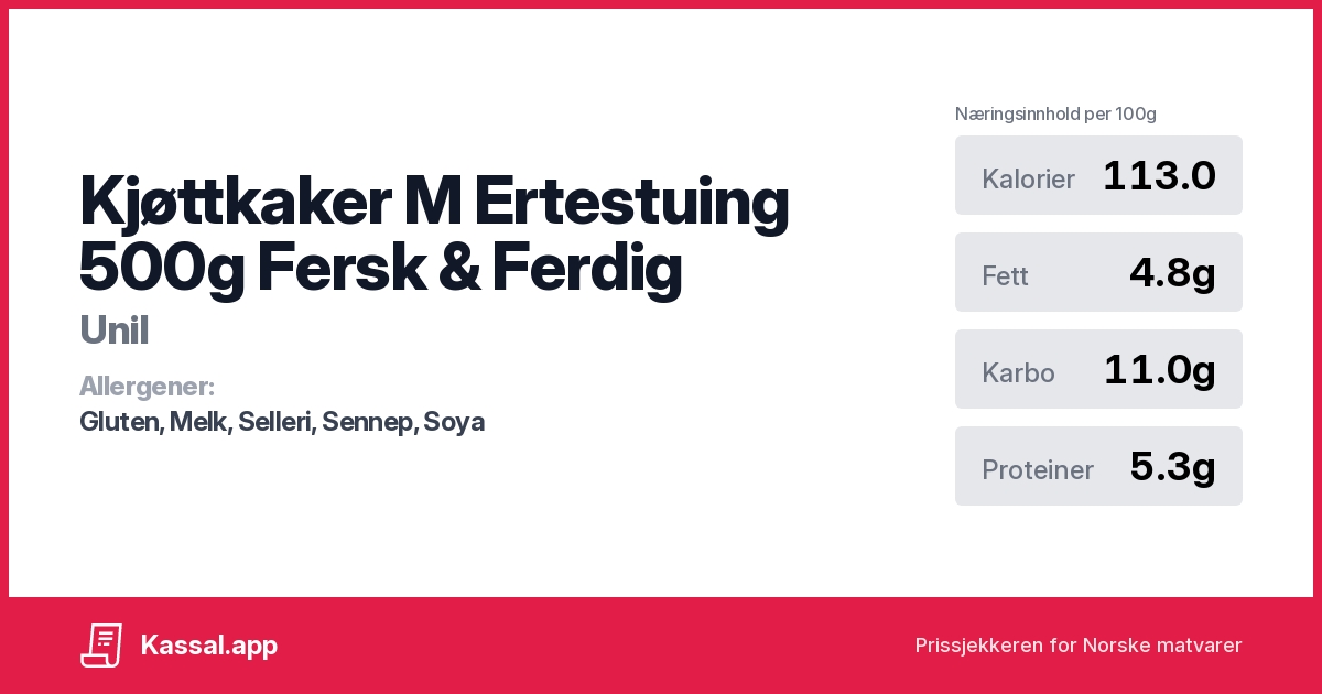 Kjøttkaker M Ertestuing 530g Fersk & Ferdig - Kassalapp®