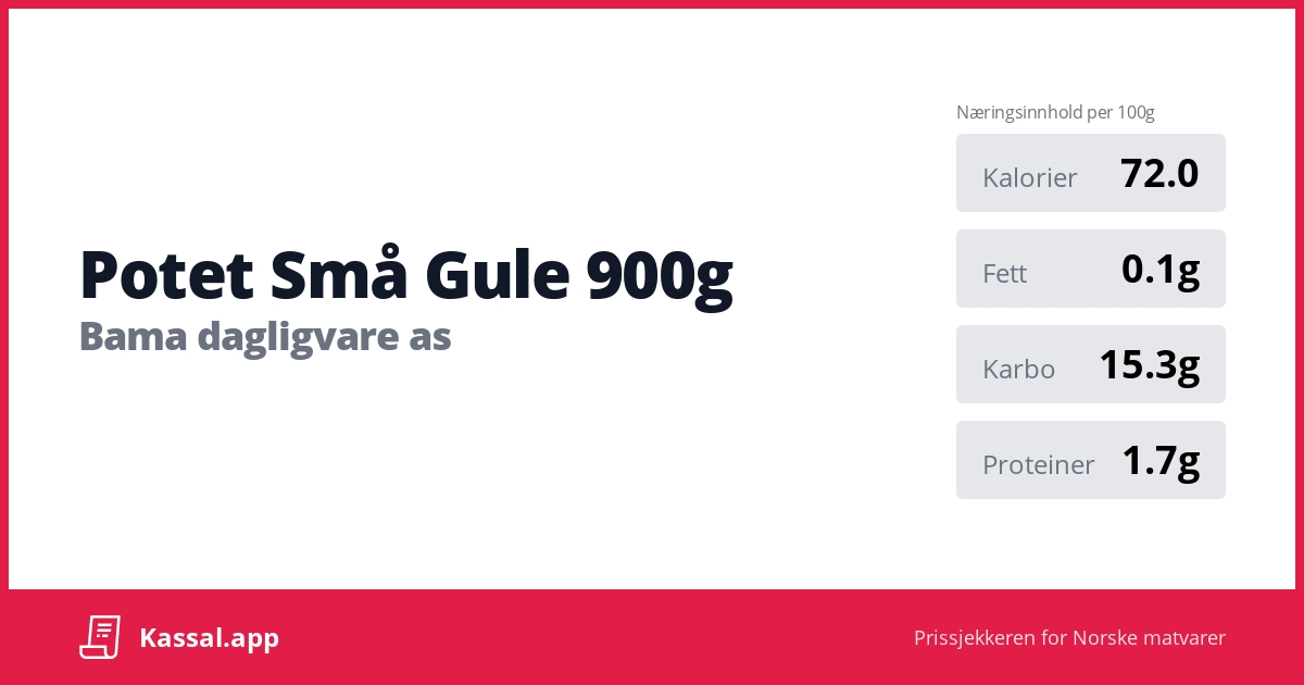 Potet Små Gule 900g - Kassalapp®