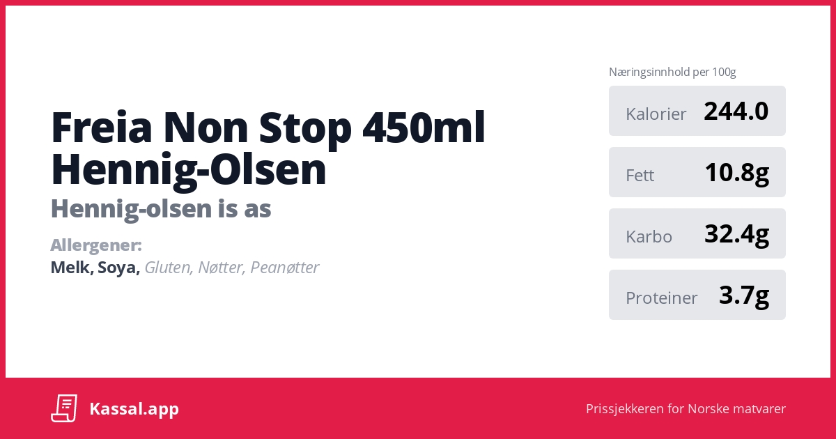 Freia Non Stop 450ml Hennig-Olsen - Kassalapp®