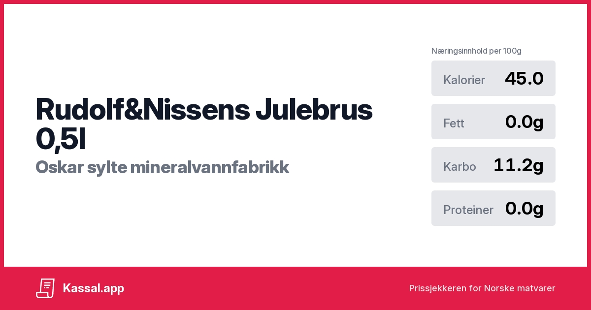 Rudolf&Nissens Julebrus 0,5l - Kassalapp®
