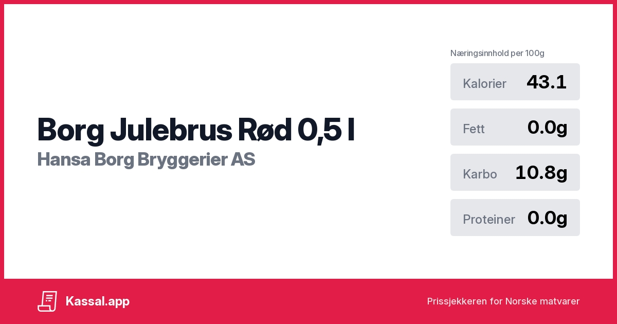 Borg Julebrus Rød 0,5 l - Kassalapp®