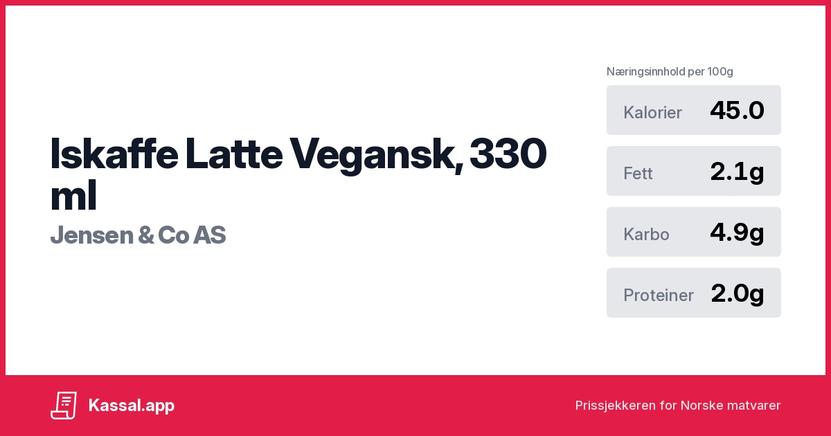 Iskaffe Latte Vegansk, 330 ml - Kassalapp®