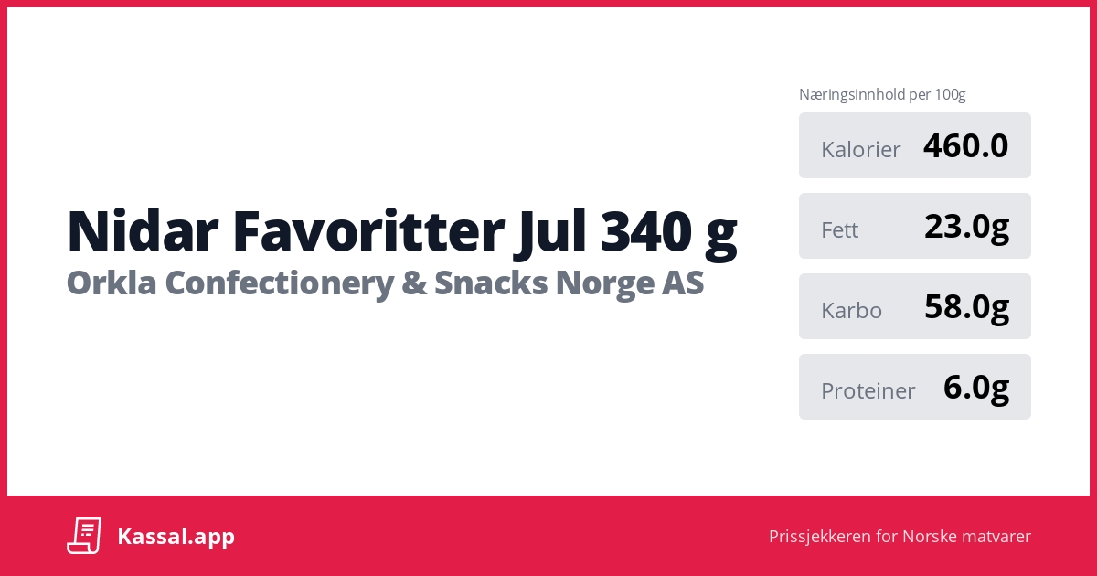 Nidar Favoritter Jul 340 g - Kassalapp®