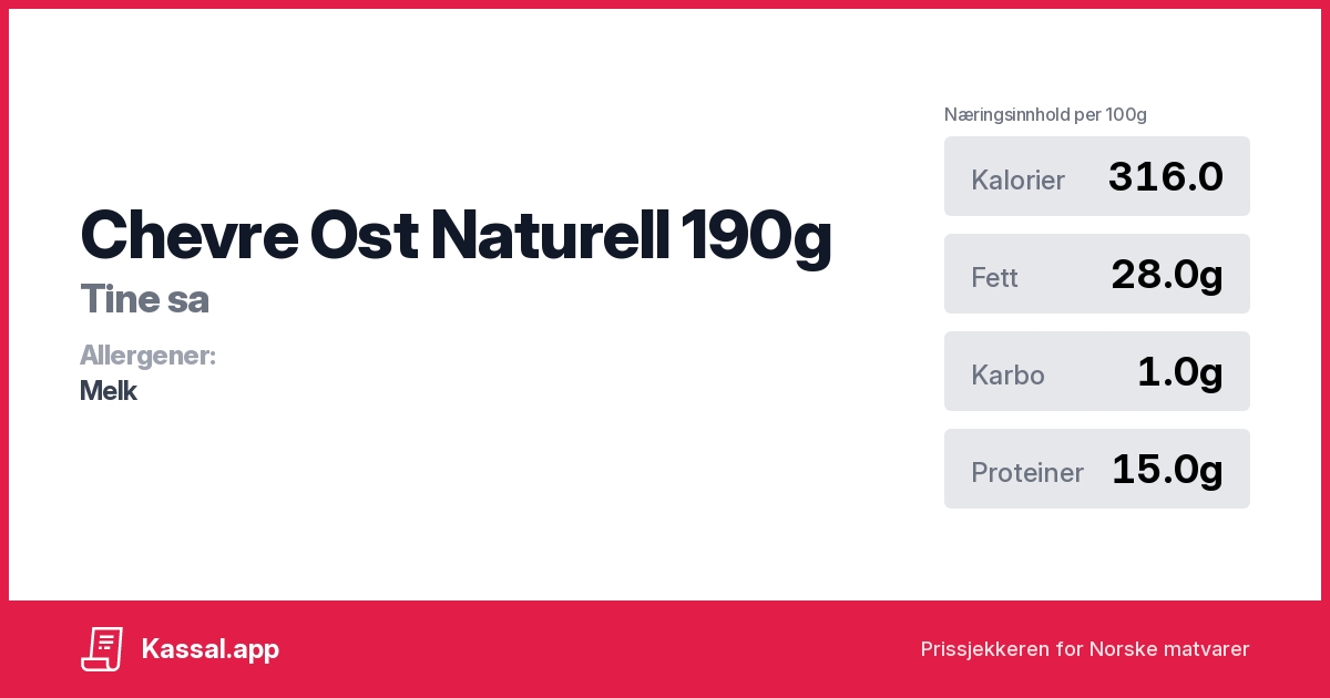 Chevre Ost Naturell 190g - Kassalapp®