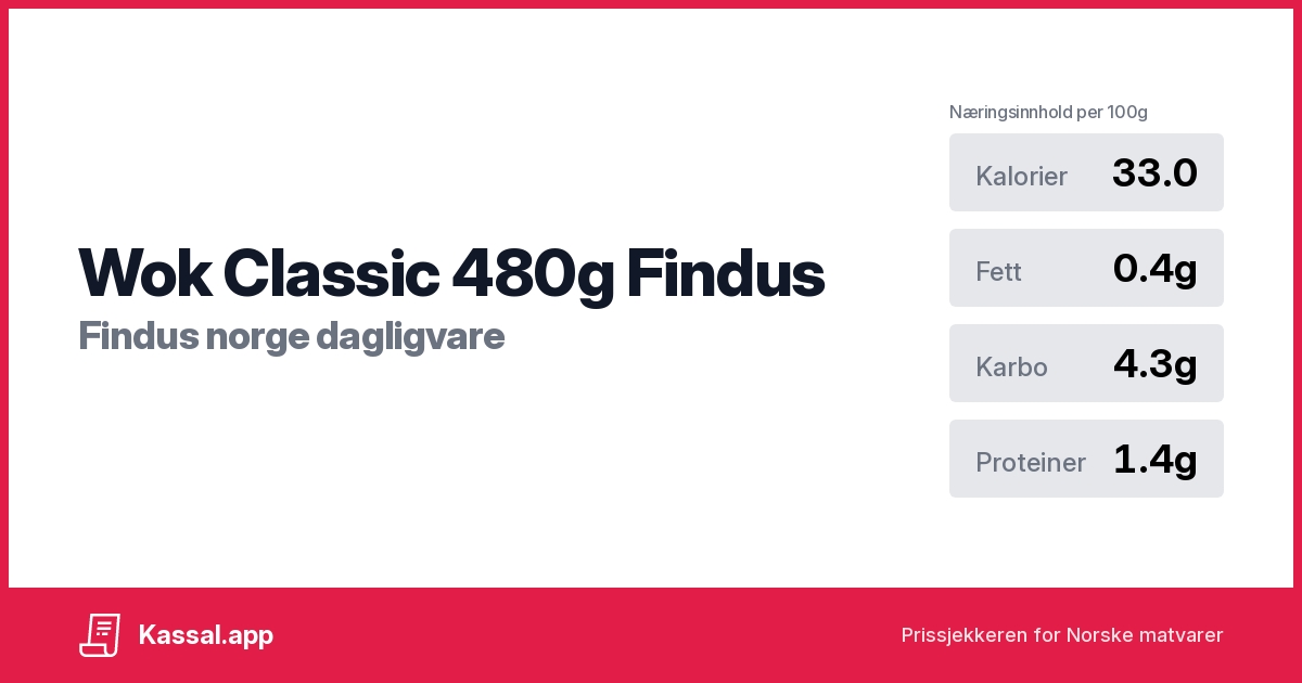 Wok Classic 480g Findus - Kassalapp®