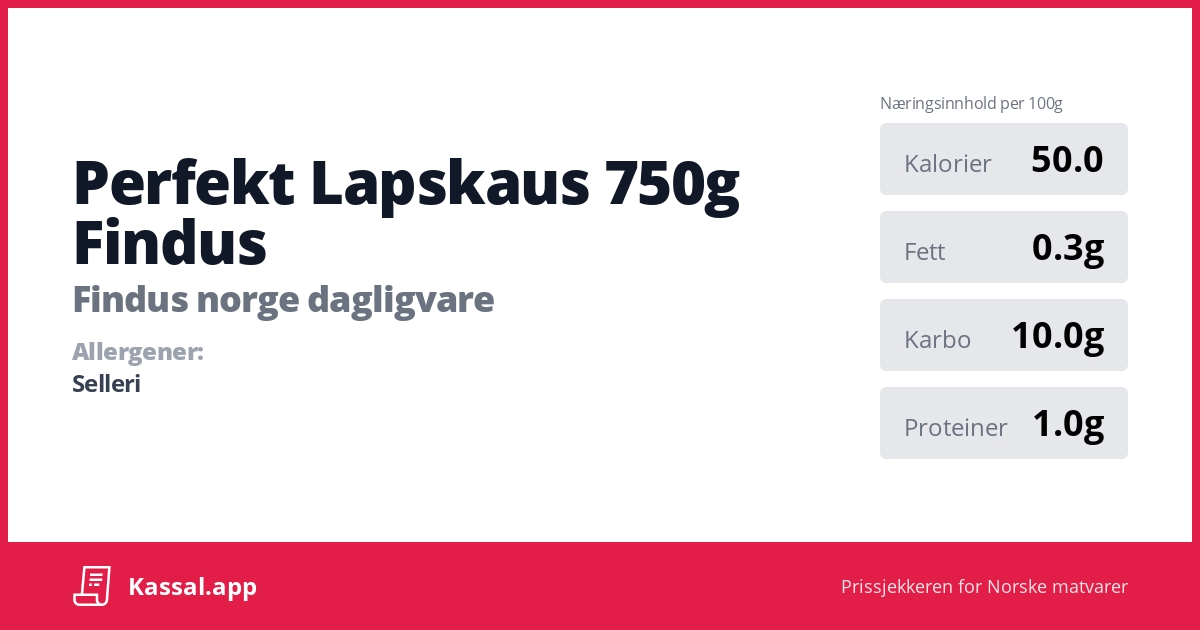 Perfekt Lapskaus 750g Findus - Kassalapp®