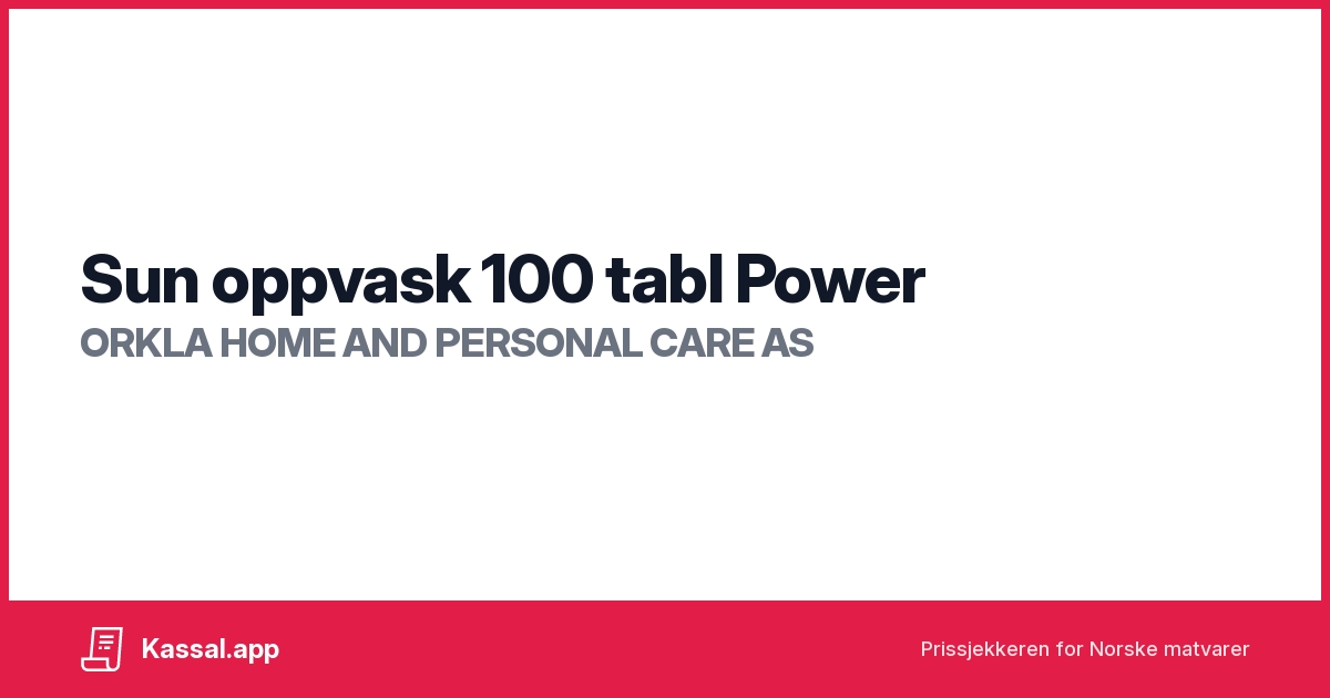 Sun oppvask 100 tabl Power - Kassalapp®