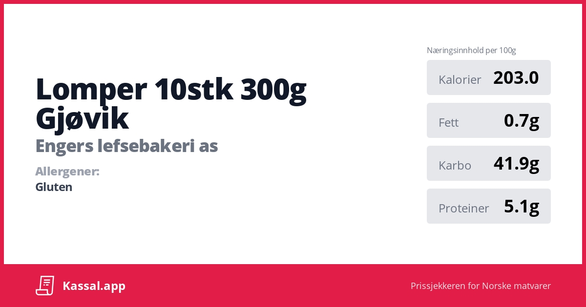 Lomper 10stk 300g Gjøvik - Kassalapp®