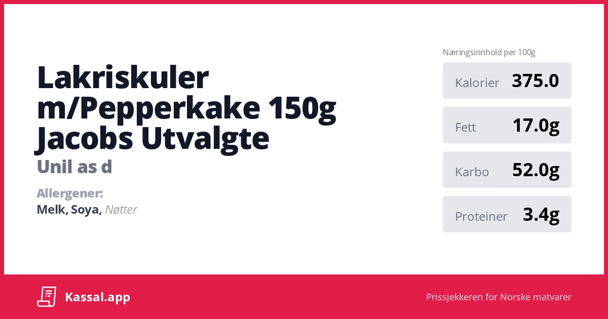 Lakriskuler m/Pepperkake 150g Jacobs Utvalgte - Kassalapp®