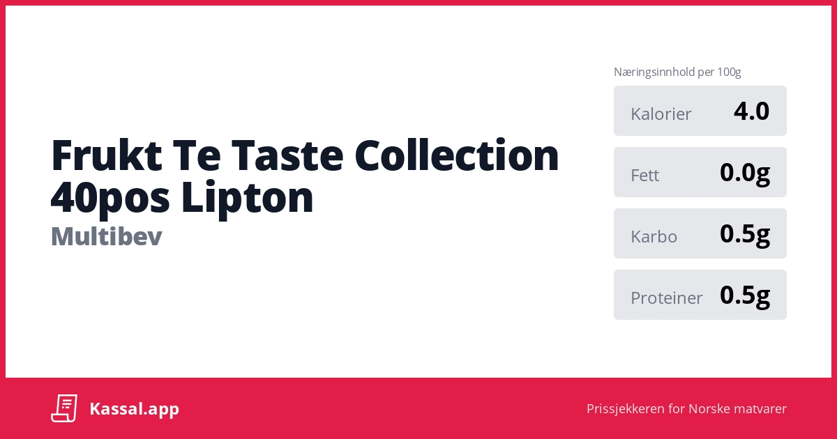 Frukt Te Taste Collection 40pos Lipton - Kassalapp®