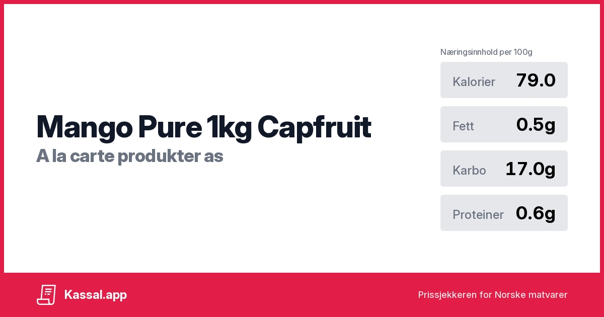 Mango Pure 1kg Capfruit - Kassalapp®
