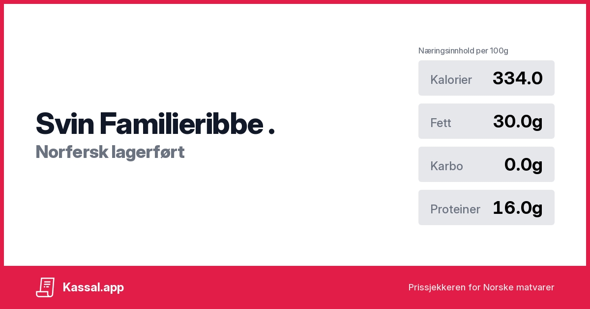 Svin Familieribbe . - Kassalapp®