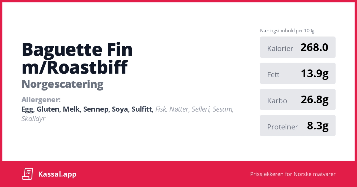 Baguette Fin m/Roastbiff - Kassalapp®