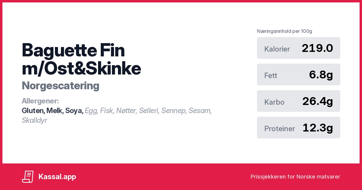 Baguette Fin m/Ost&Skinke - Kassalapp®