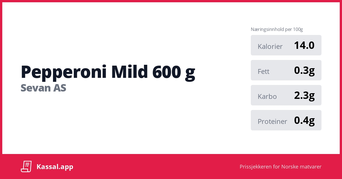 Pepperoni Mild 600 g - Kassalapp®