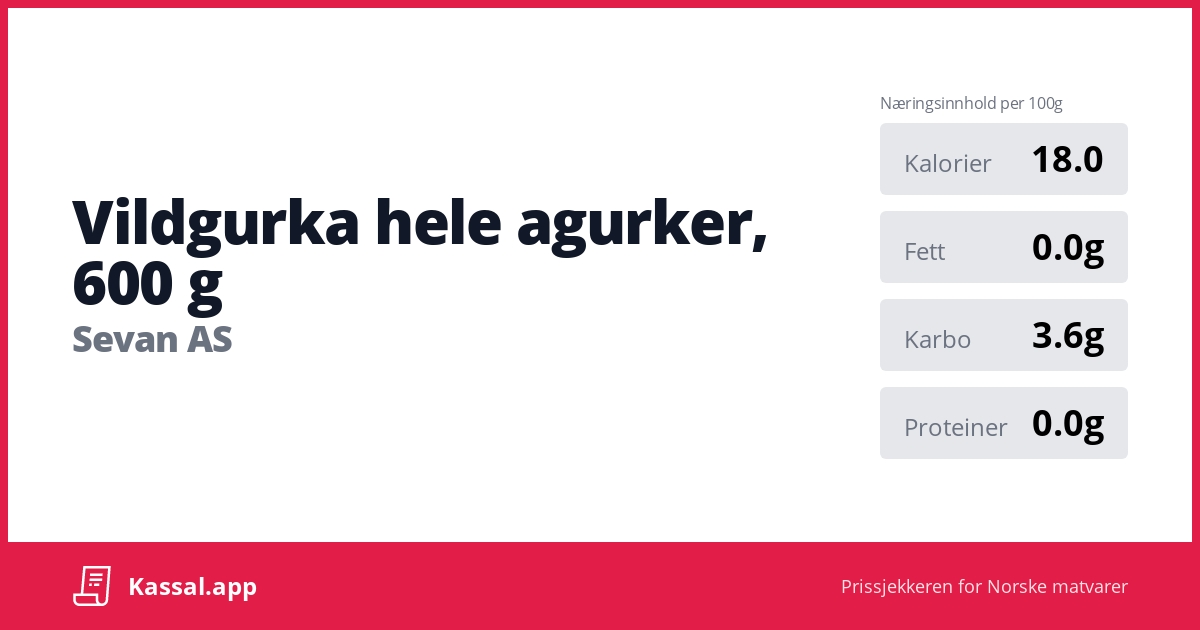 Vildgurka hele agurker, 600 g - Kassalapp®