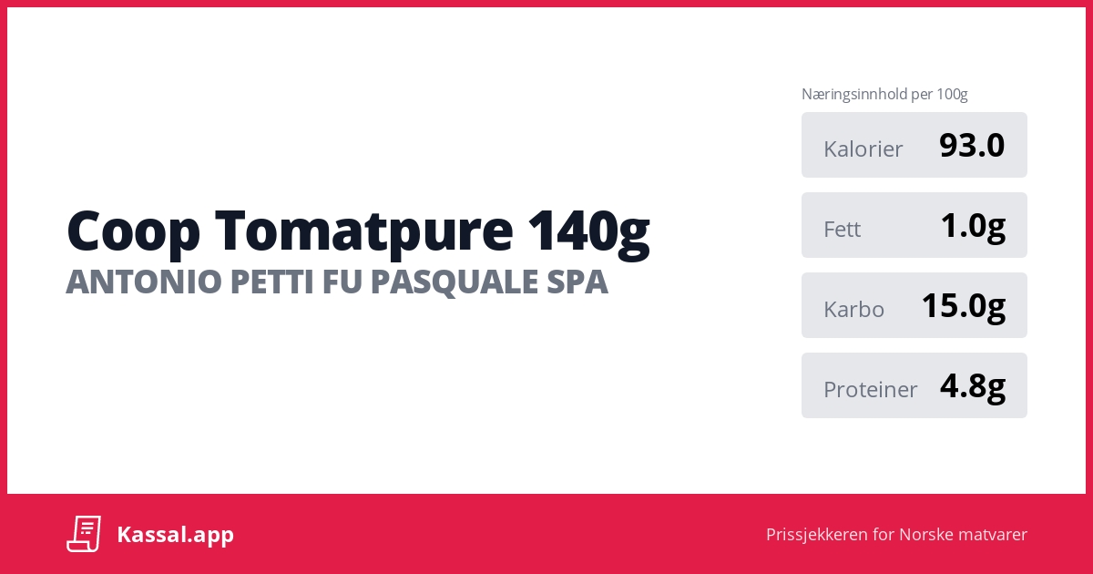 Coop Tomatpure 140g - Kassalapp®