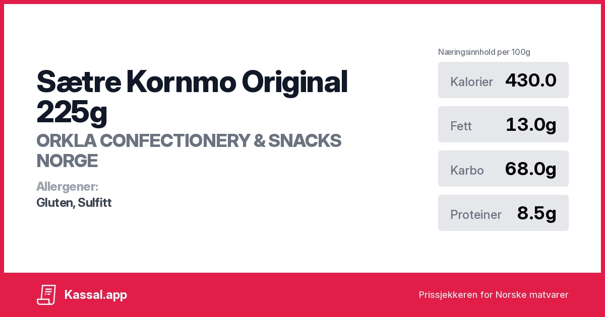Sætre Kornmo Original 225g - Kassalapp®