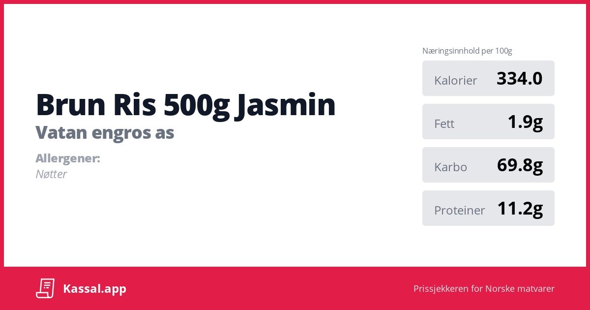 Brun Ris 500g Jasmin - Kassalapp®