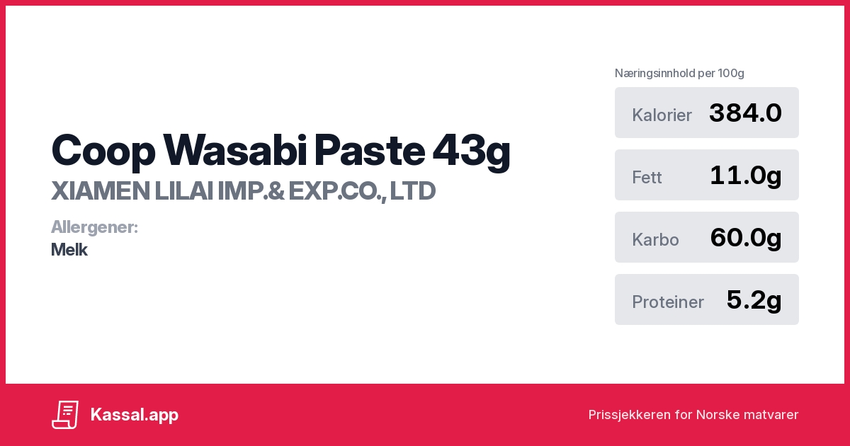 Coop Wasabi Paste 43g - Kassalapp®