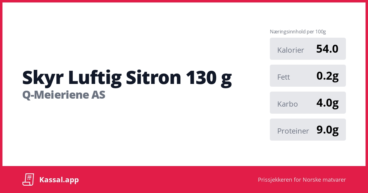 Skyr Luftig Sitron 130 g - Kassalapp®