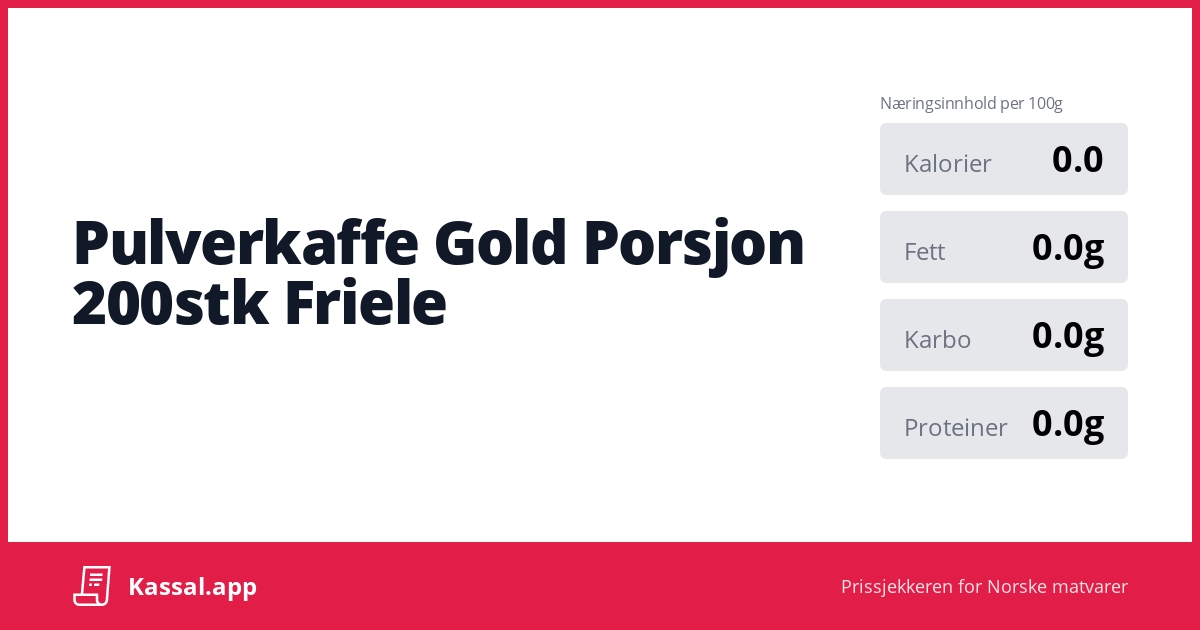 Pulverkaffe Gold Porsjon 200stk Friele - Kassalapp®