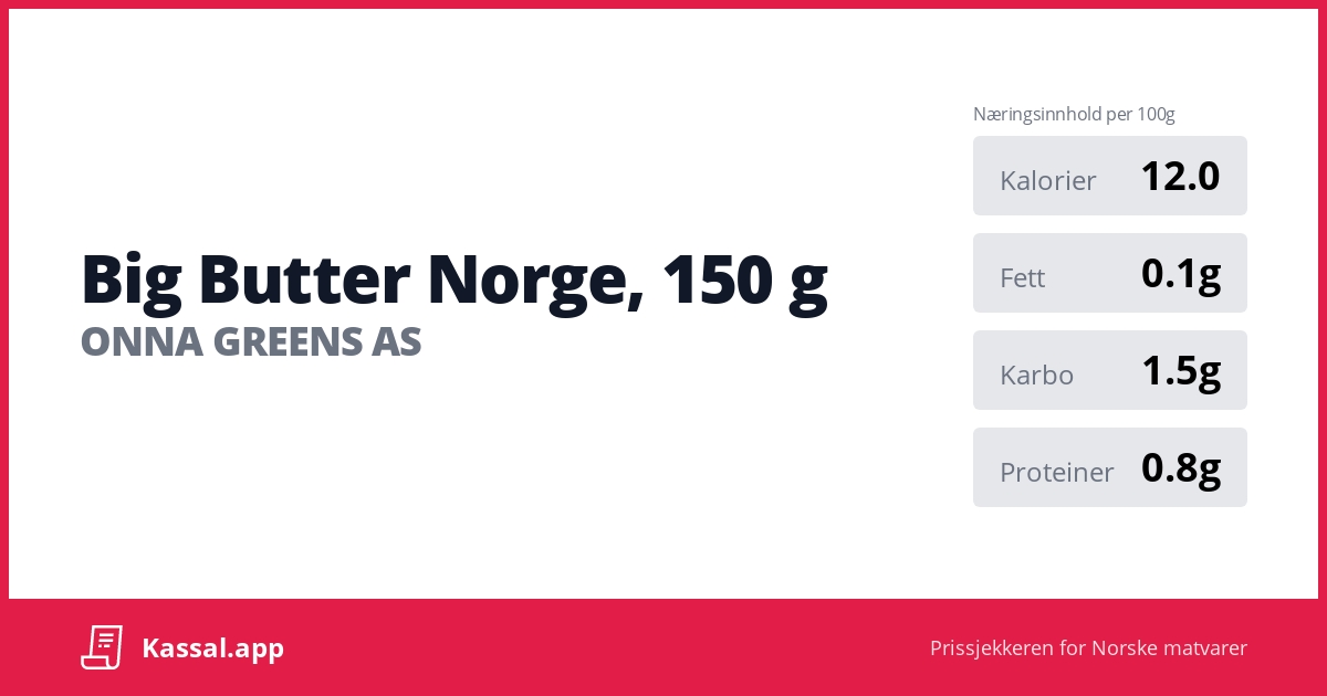 Big Butter Norge, 110 g - Kassalapp®