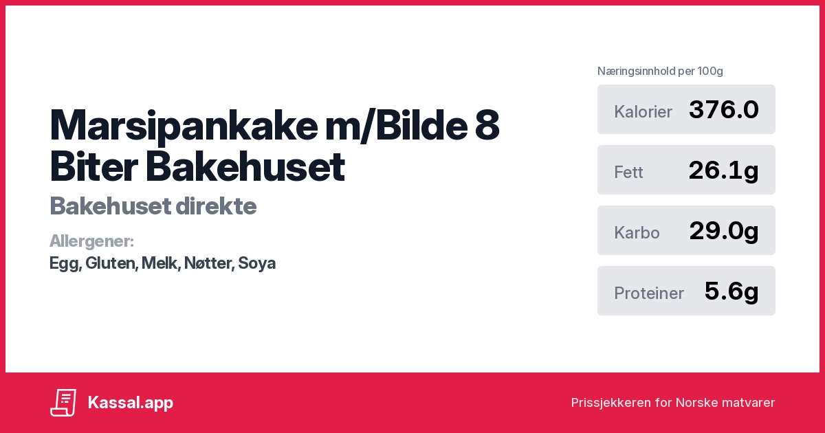 Marsipankake m/Bilde 8 Biter Bakehuset - Kassalapp®