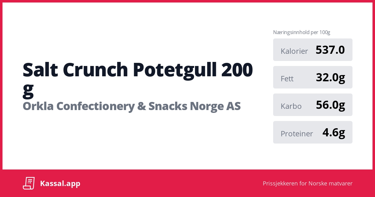 Salt Crunch Potetgull 200 g - Kassalapp®