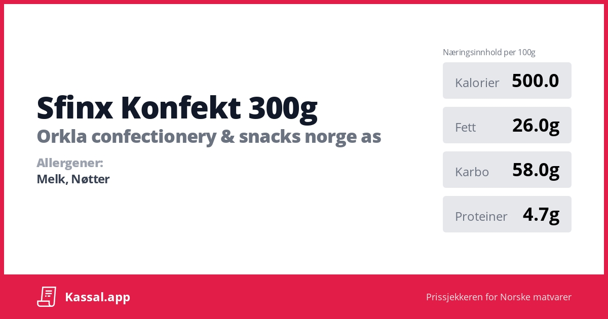 Sfinx Konfekt 300g - Kassalapp®