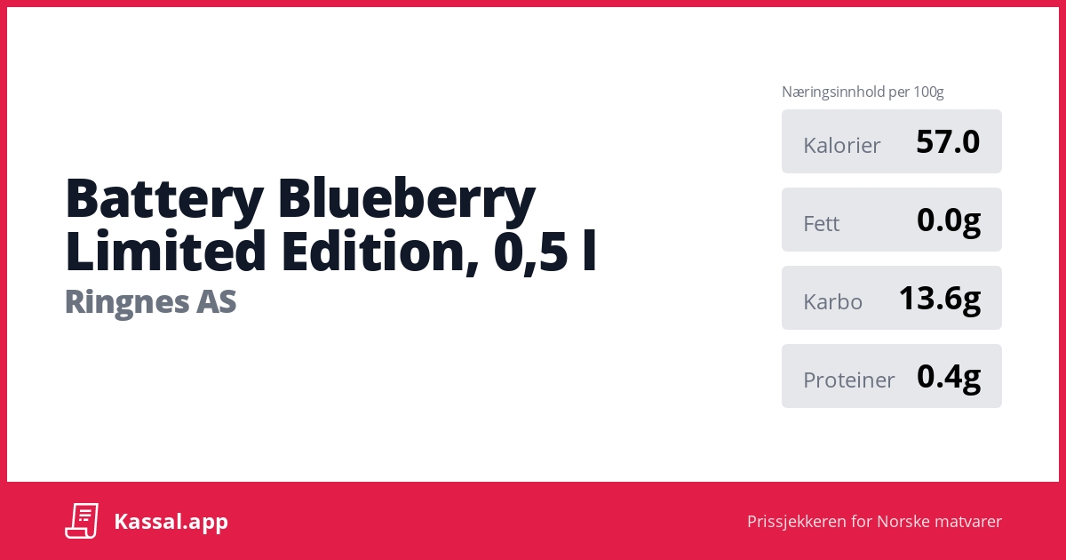 Battery Blueberry Limited Edition, 0,5 l - Kassalapp®