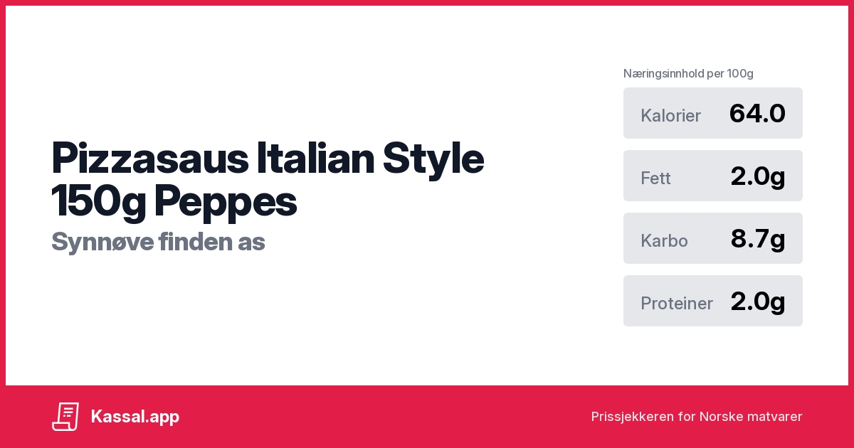 Pizzasaus Italian Style 150g Peppes - Kassalapp®